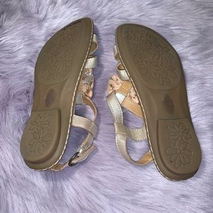 boc | Shoes | Boc Gold Tone Leather Sandals Wflower Detail | Poshmark